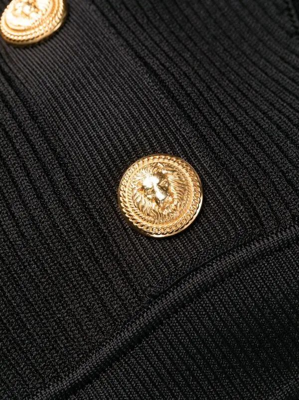 Balmain Button-embellished Ribbed Knit Midi Dress