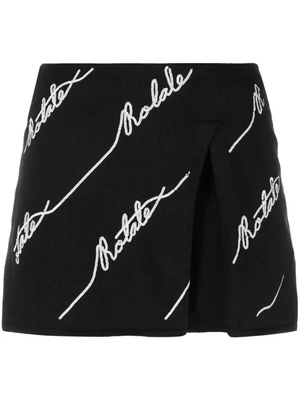 ROTATE BY BIRGER CHRISTENSEN Logo-embellished Miniskirt - Black