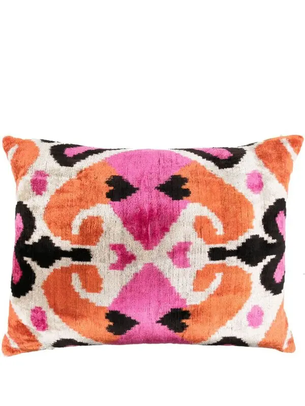 LES-OTTOMANS Abstract-print Velvet Cushion