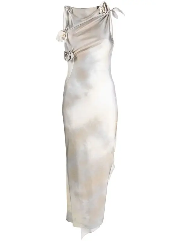 Coperni Floral-appliqué Cut-out Dress - Neutrals