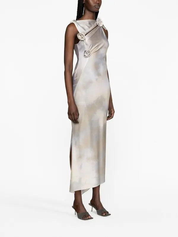 Coperni Floral-appliqué Cut-out Dress - Neutrals