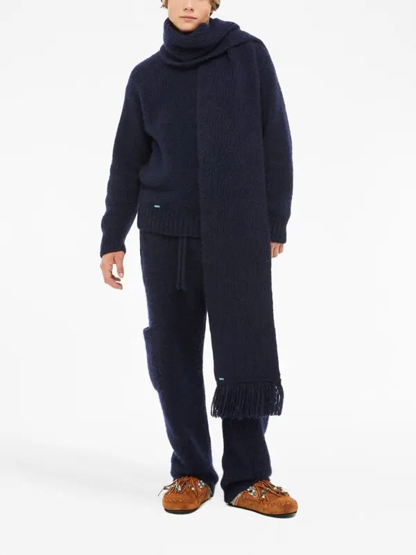 Alanui A Finest Ribbed Fringed Scarf - Blue