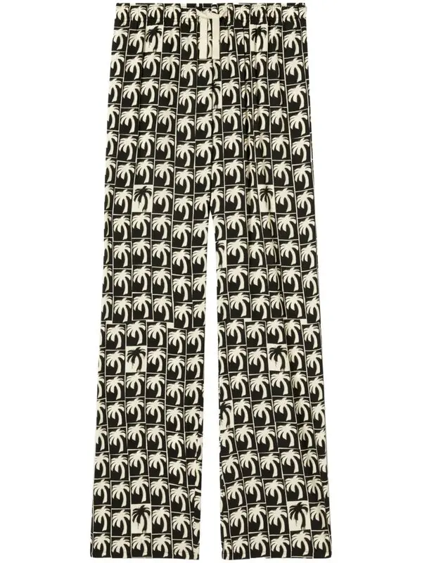 Palm Angels Palm-tree Print Wide-leg Trousers