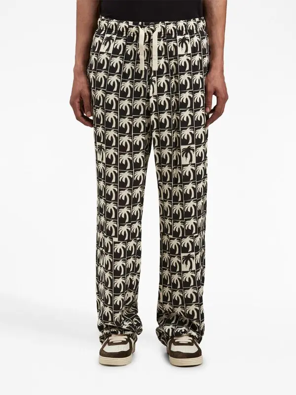 Palm Angels Palm-tree Print Wide-leg Trousers