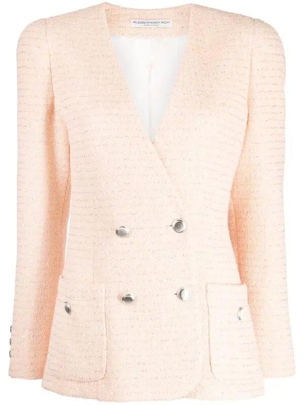 Alessandra Rich Sequin-embellished Tweed Blazer - Pink