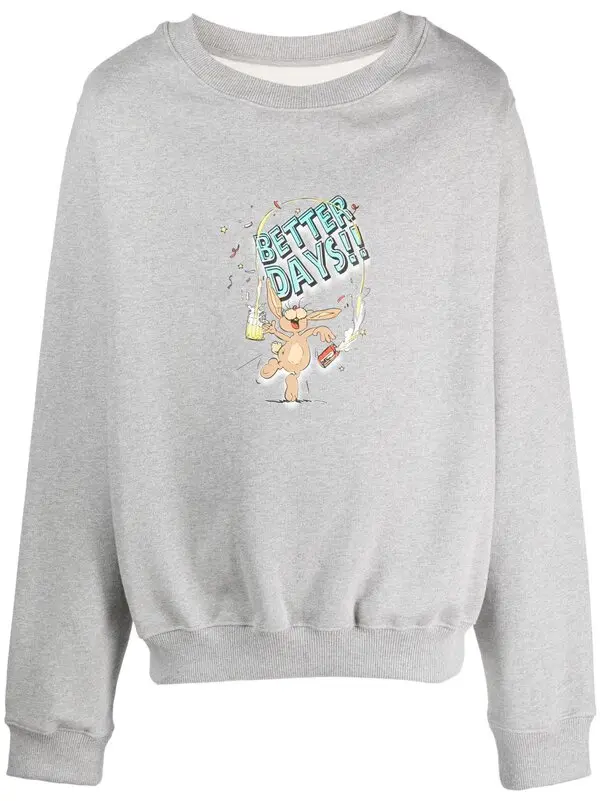 Martine Rose Graphic Print Cotton Sweatshirt - Grey