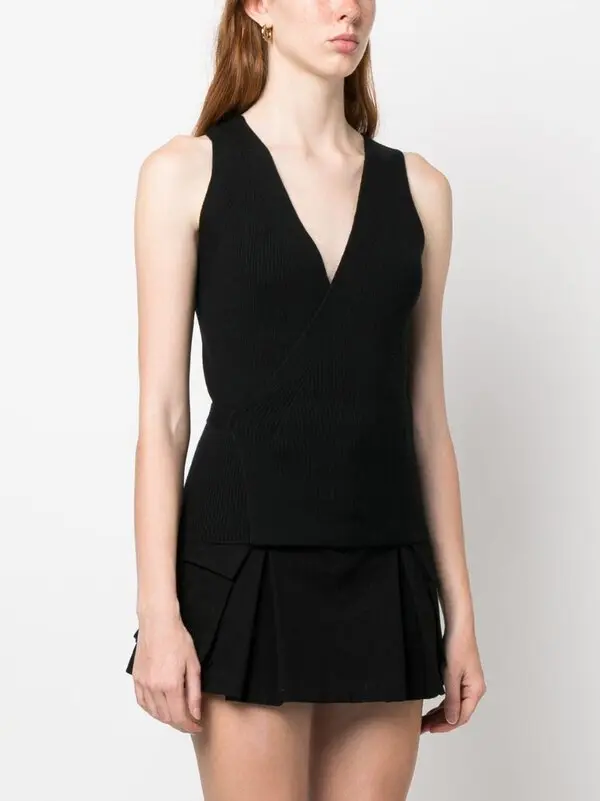 PATOU Ribbed-knit Wrap Top - Black