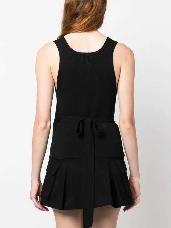 PATOU Ribbed-knit Wrap Top - Black
