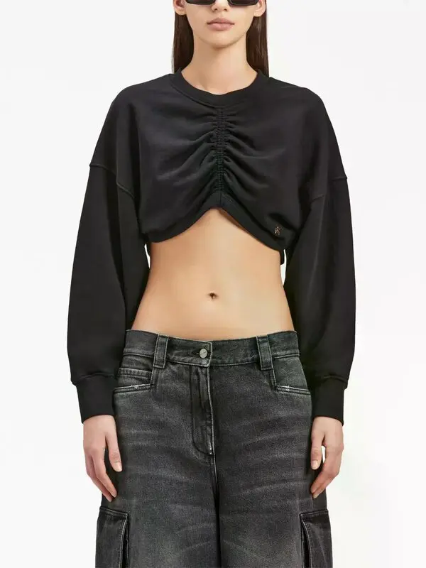 Palm Angels Ruched Cropped Sweatshirt