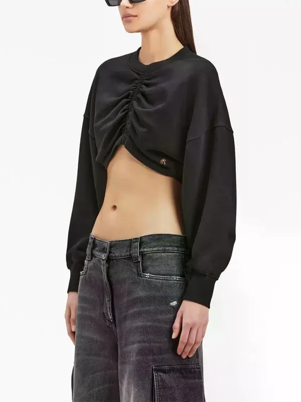 Palm Angels Ruched Cropped Sweatshirt
