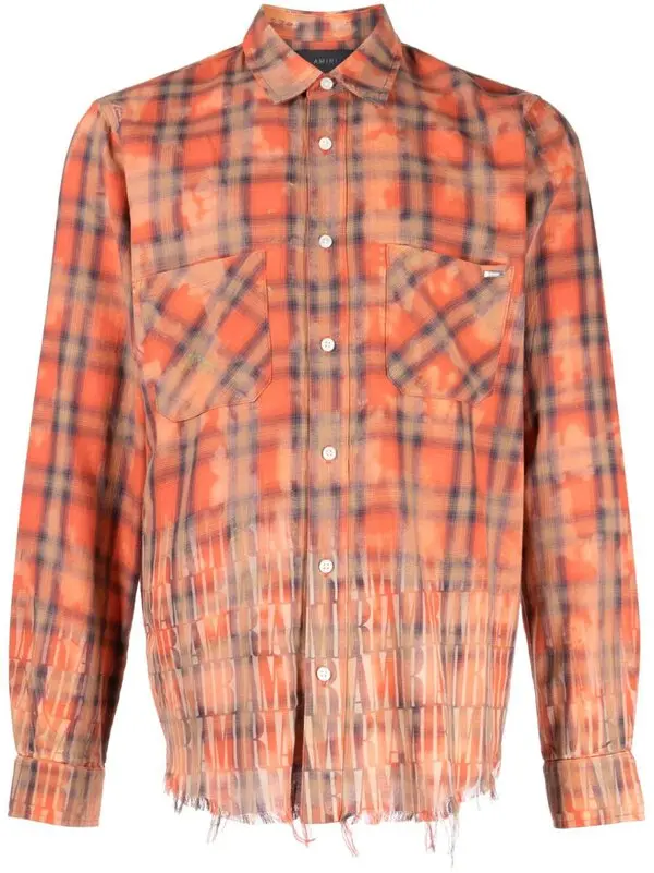 Amiri Logo-print Bleached Flannel Shirt