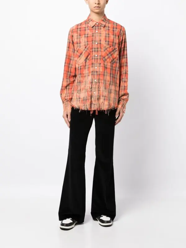 Amiri Logo-print Bleached Flannel Shirt