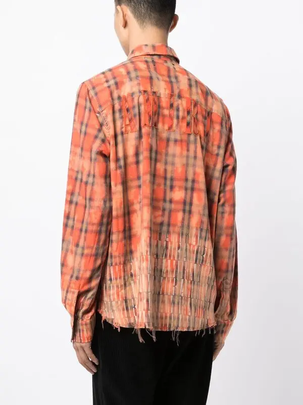 Amiri Logo-print Bleached Flannel Shirt