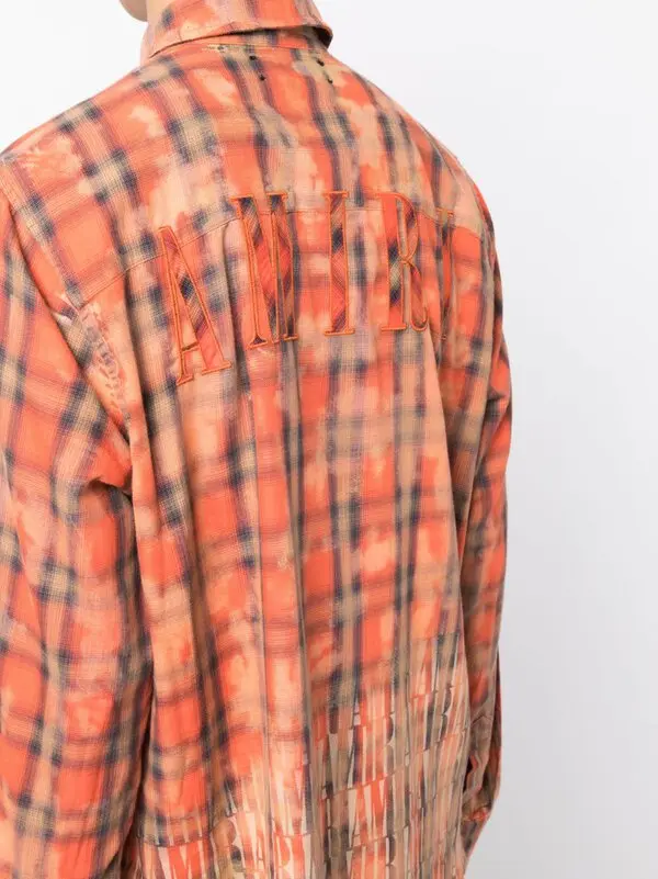 Amiri Logo-print Bleached Flannel Shirt