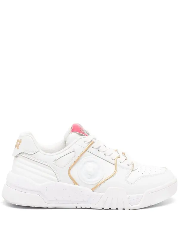 Just Cavalli Tiger Head-motif Leather Sneakers - White