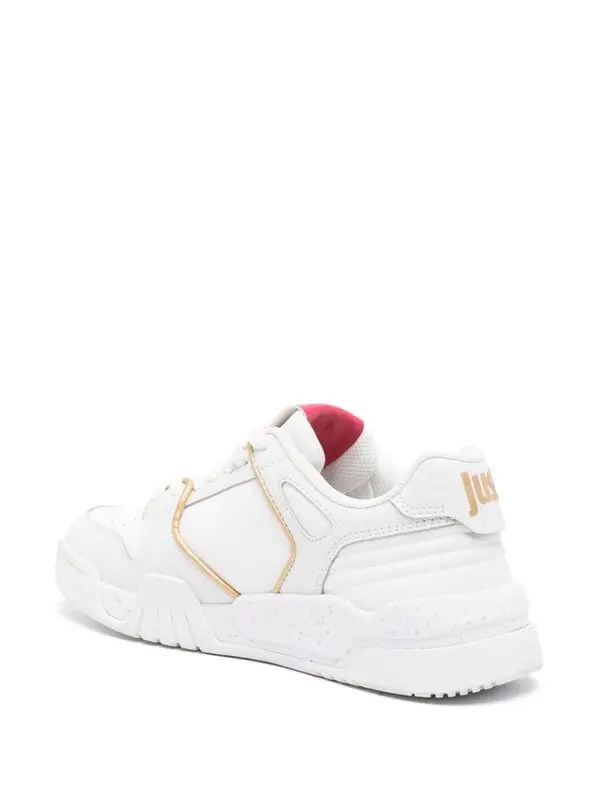 Just Cavalli Tiger Head-motif Leather Sneakers - White