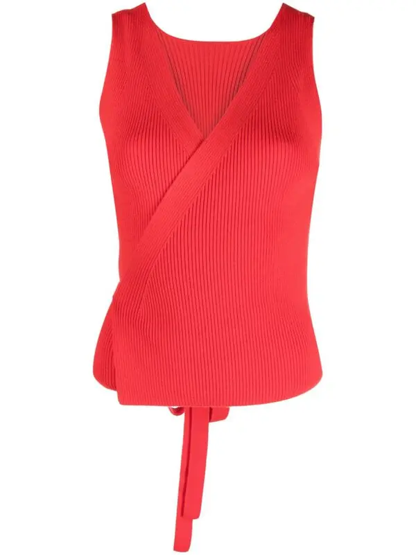 PATOU Ribbed Knit Wrap Top