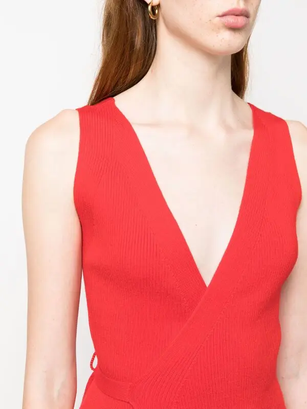PATOU Ribbed Knit Wrap Top
