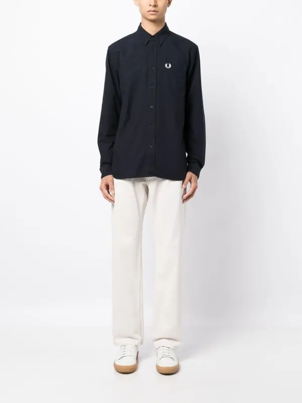 Fred Perry Oxford Logo-embroidered Cotton Shirt - Blue