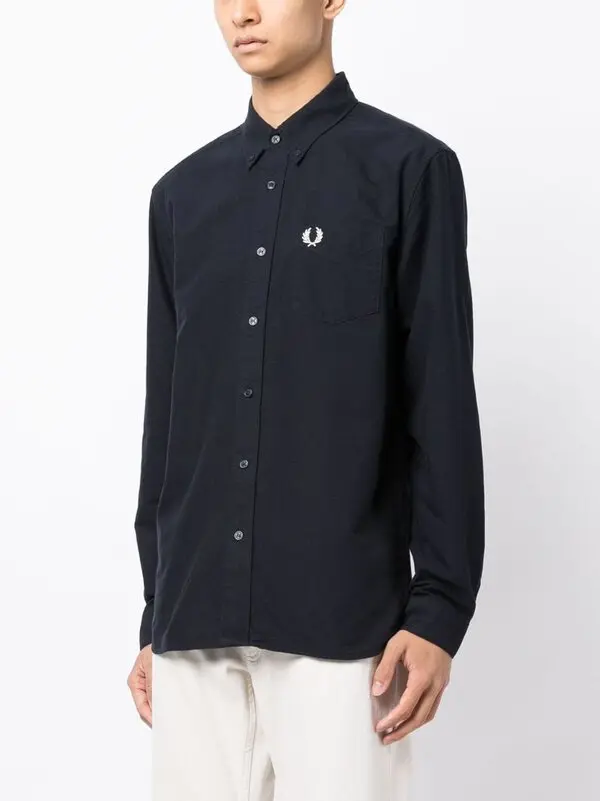 Fred Perry Oxford Logo-embroidered Cotton Shirt - Blue