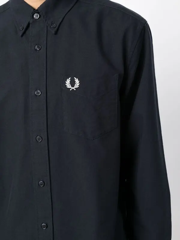 Fred Perry Oxford Logo-embroidered Cotton Shirt - Blue