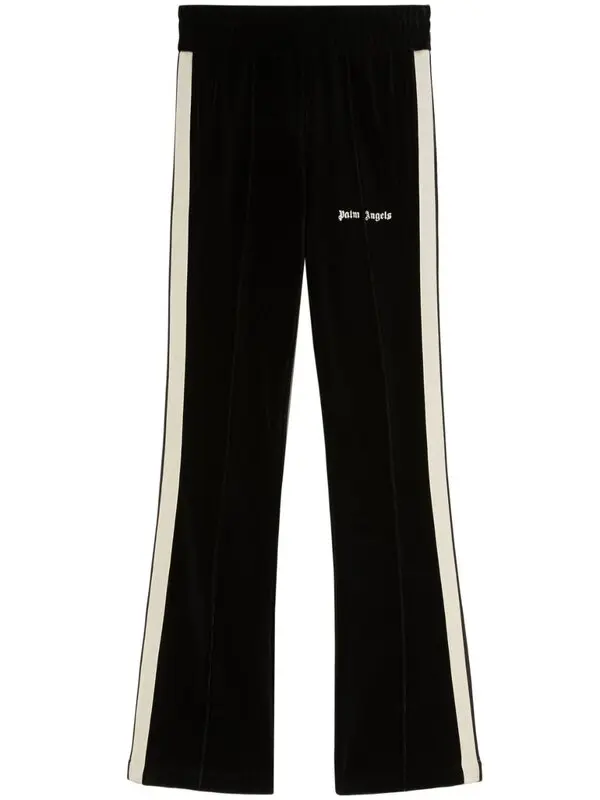 Palm Angels Stripe-detail Velvet Track Pants - Black