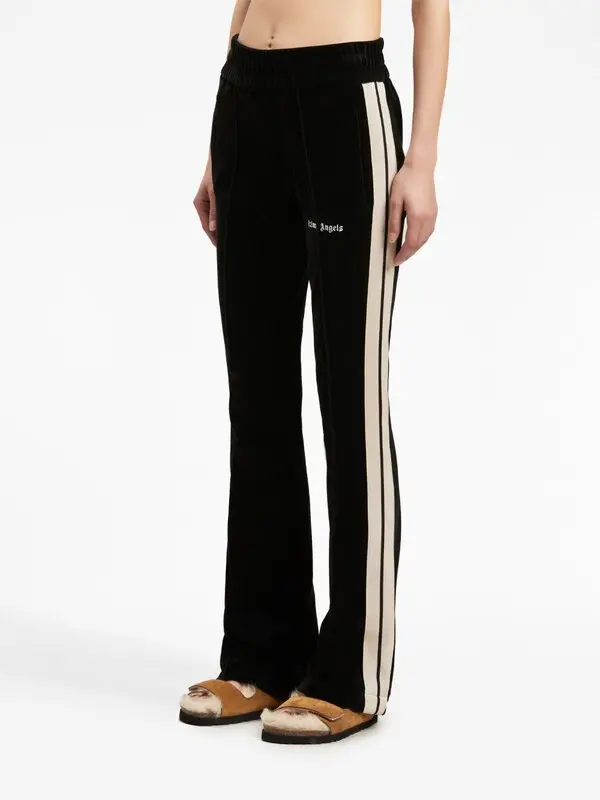 Palm Angels Stripe-detail Velvet Track Pants - Black