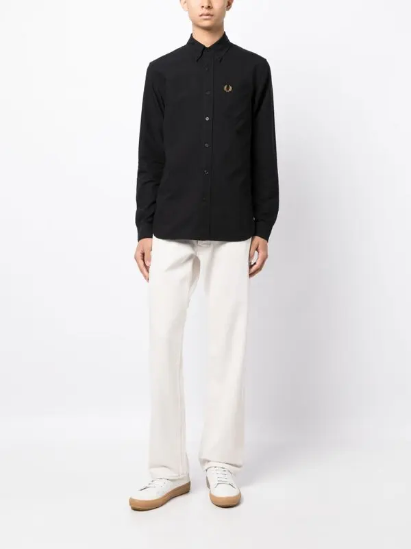 Fred Perry Oxford Logo-embroidered Cotton Shirt - Black