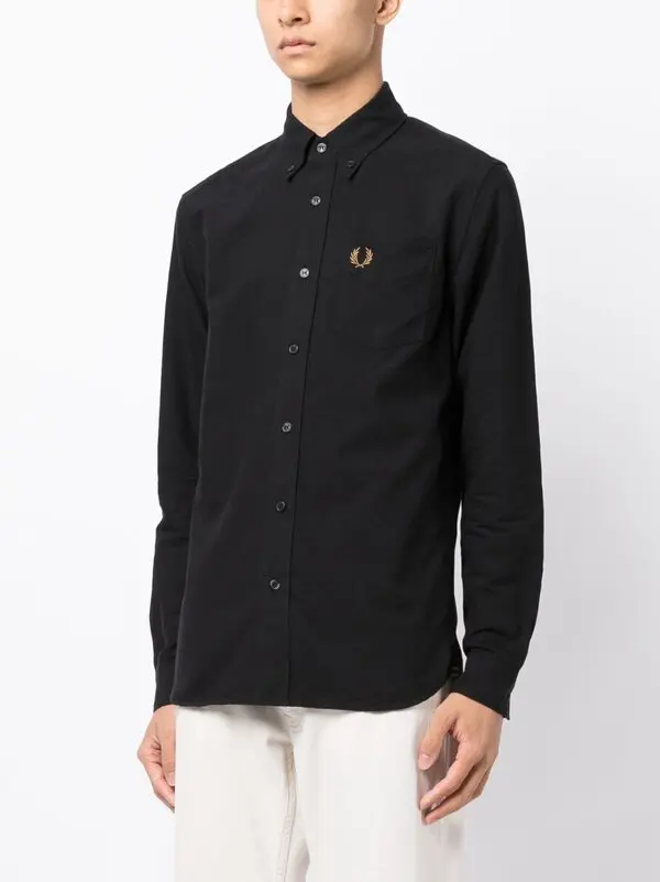 Fred Perry Oxford Logo-embroidered Cotton Shirt - Black