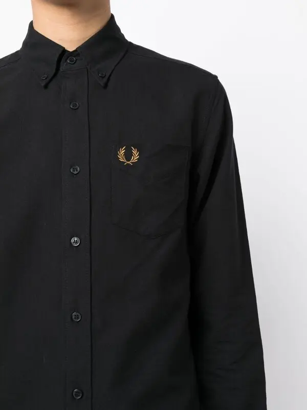 Fred Perry Oxford Logo-embroidered Cotton Shirt - Black