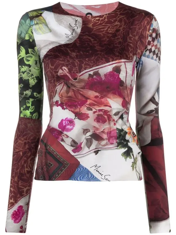 MARINE SERRE Scarves-print Second Skin Top - Red