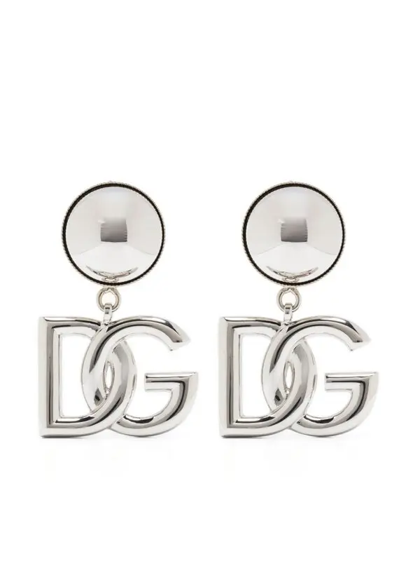 Dolce & Gabbana Logo-plaque Clip-on Earrings - Silver