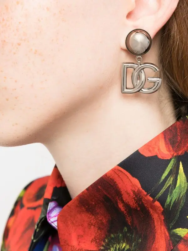 Dolce & Gabbana Logo-plaque Clip-on Earrings - Silver