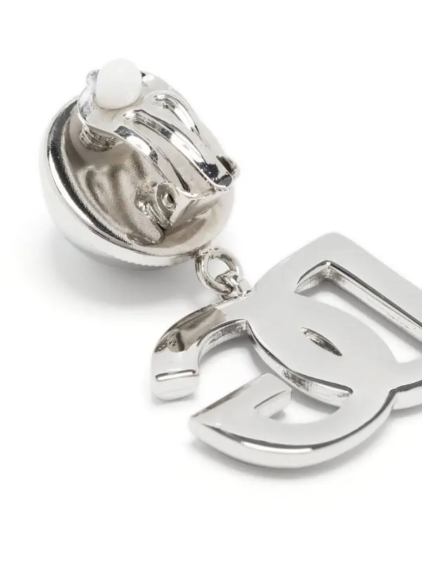Dolce & Gabbana Logo-plaque Clip-on Earrings - Silver