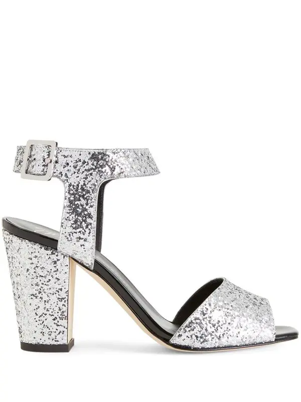 GIUSEPPE ZANOTTI Emmanuelle 80mm Glitter Sandals - Silver
