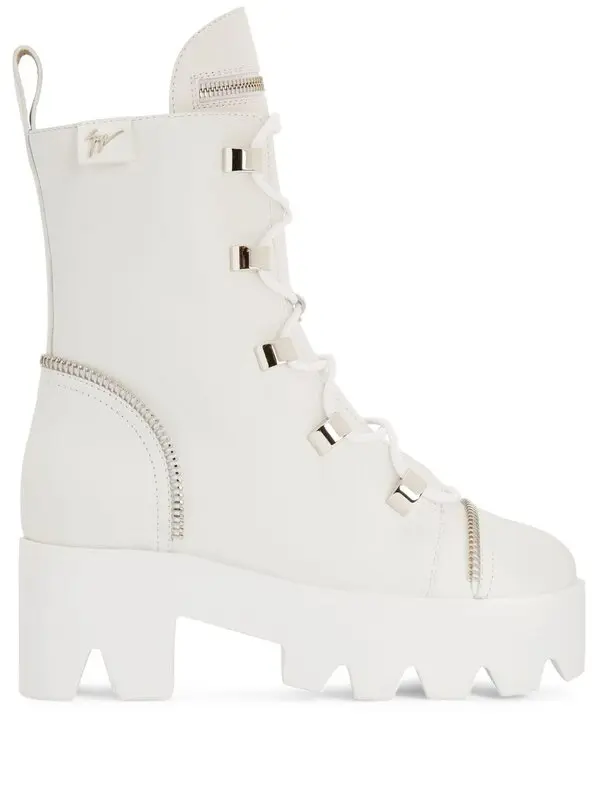 GIUSEPPE ZANOTTI Juliett Lace-up Boots - White