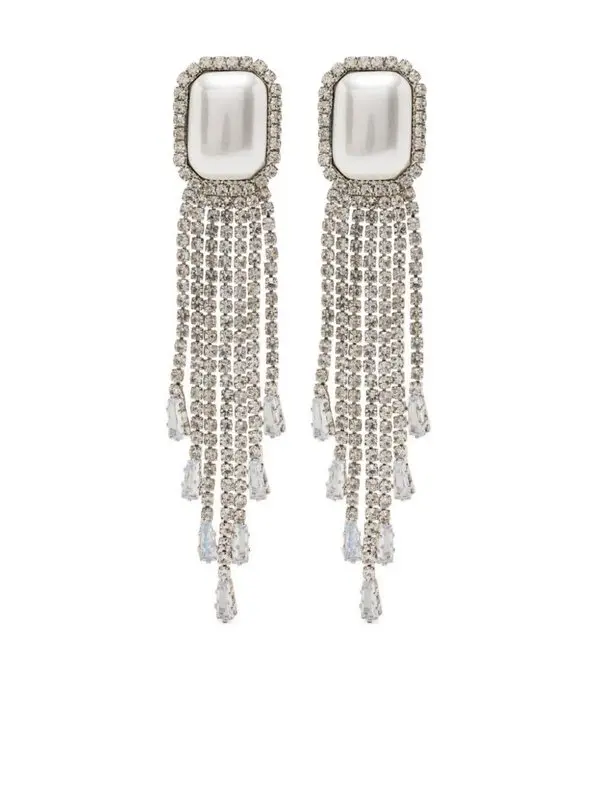 HZMER JEWELLERY Crystal-embellished Drop Earrings - Silver