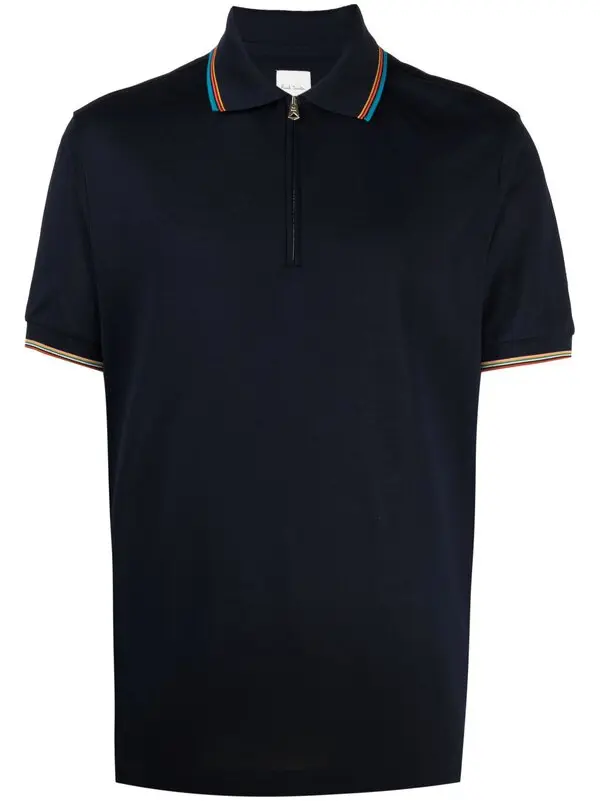 Paul Smith Rainbow Stripe-detail Cotton Polo Shirt - Blue