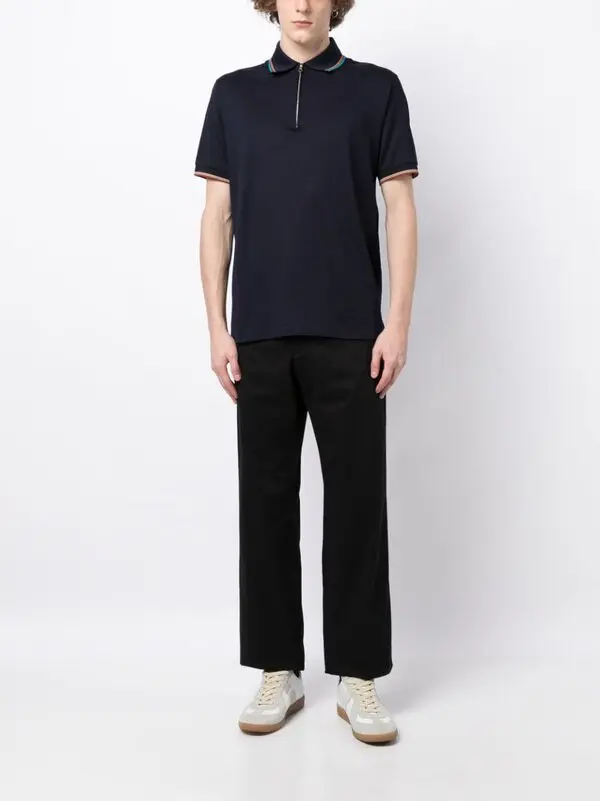 Paul Smith Rainbow Stripe-detail Cotton Polo Shirt - Blue