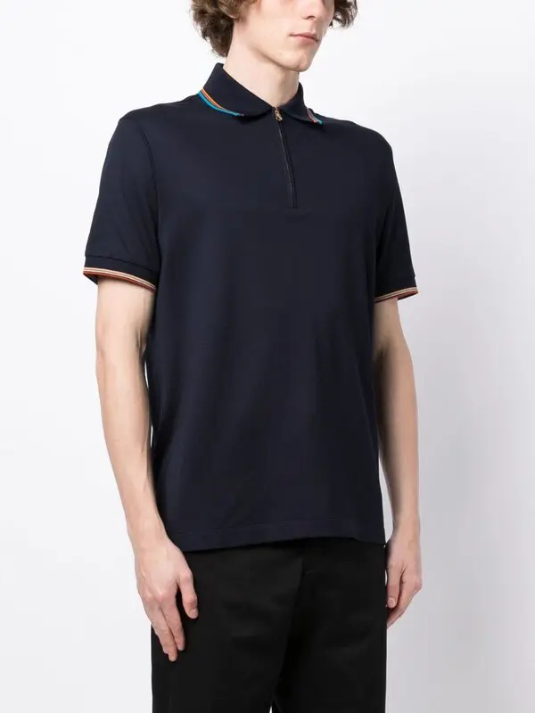Paul Smith Rainbow Stripe-detail Cotton Polo Shirt - Blue