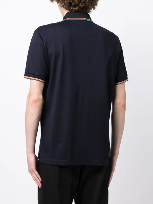 Paul Smith Rainbow Stripe-detail Cotton Polo Shirt - Blue