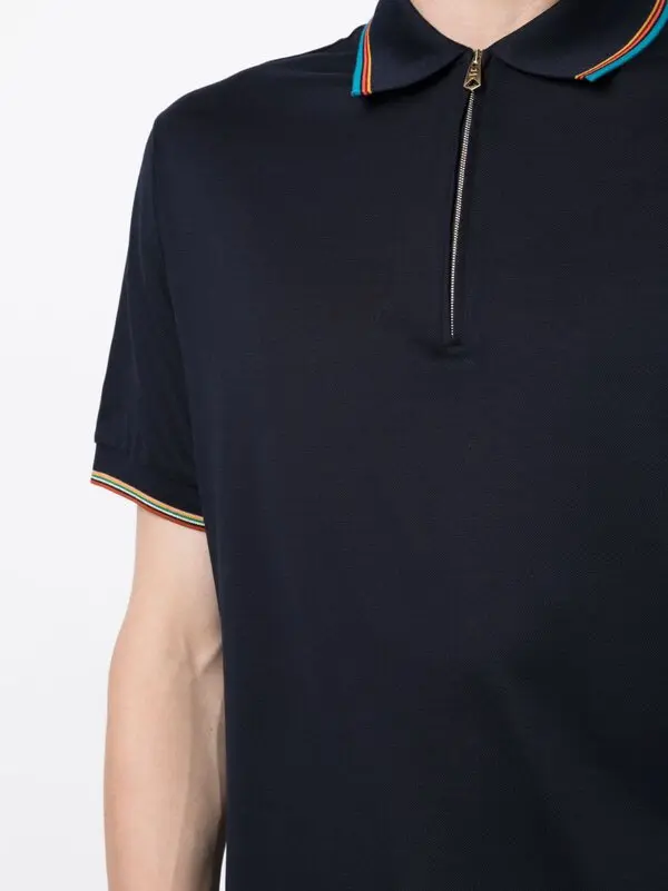 Paul Smith Rainbow Stripe-detail Cotton Polo Shirt - Blue