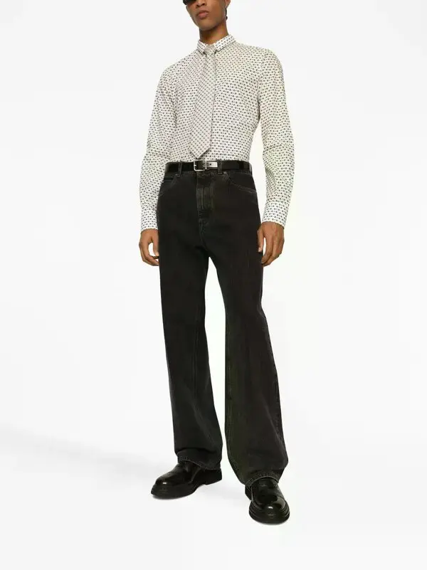 Dolce & Gabbana Dg-print Long-sleeve Shirt - Neutrals