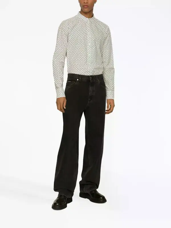 Dolce & Gabbana Dg-print Long-sleeve Shirt - Neutrals