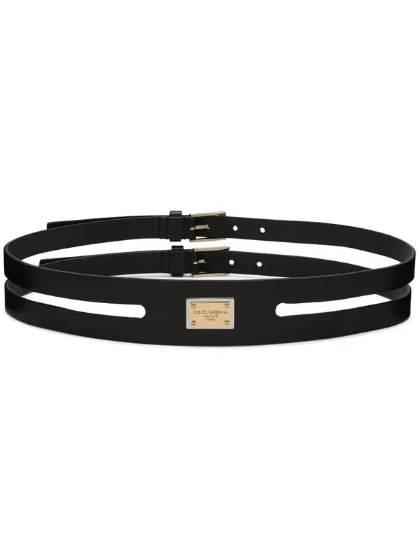 Dolce & Gabbana Logo-plaque Double-strap Belt - Black