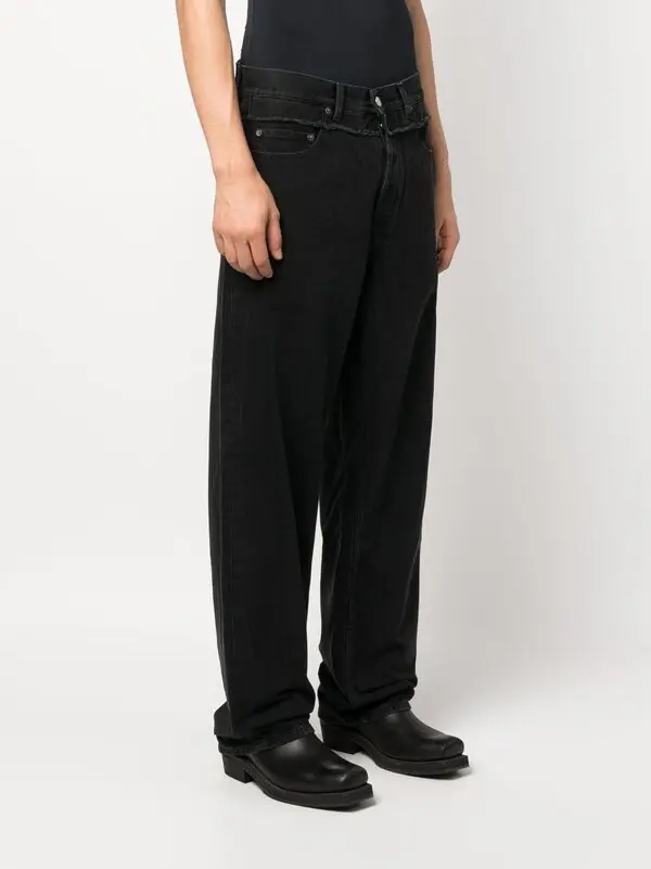 AMBUSH Frayed-trim Loose Jeans - Black