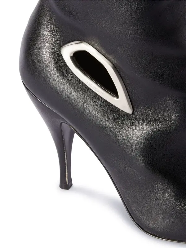 Off-White Crescent Knee-high Leather Boots - Black