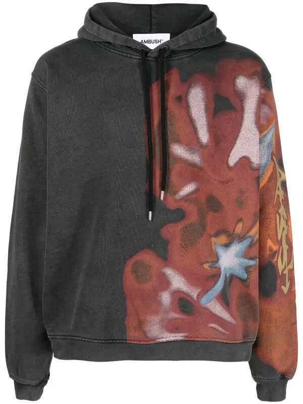 AMBUSH Graphic-print Cotton Hoodie - Black