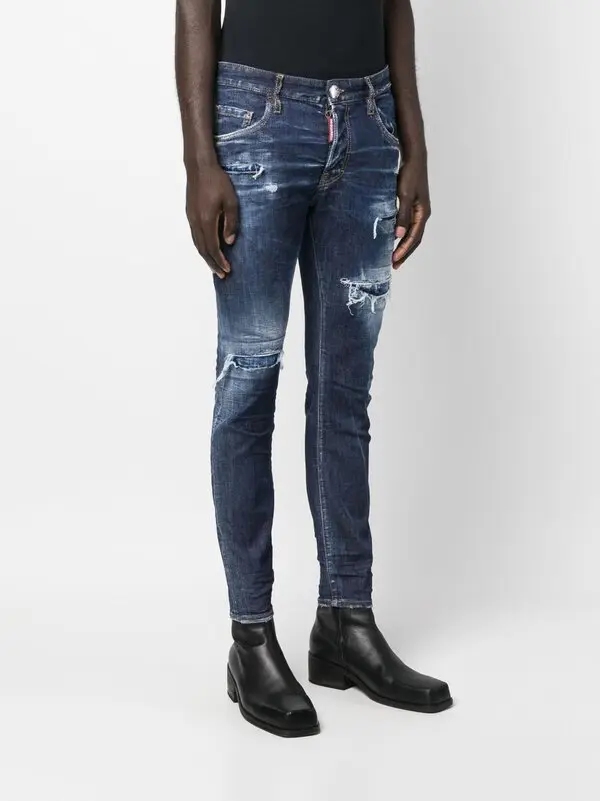 Dsquared2 Distressed-finish Tapered-leg Jeans - Blue
