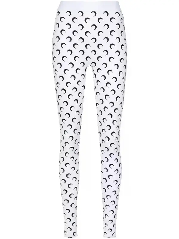 MARINE SERRE Crescent Moon-print Leggings - White